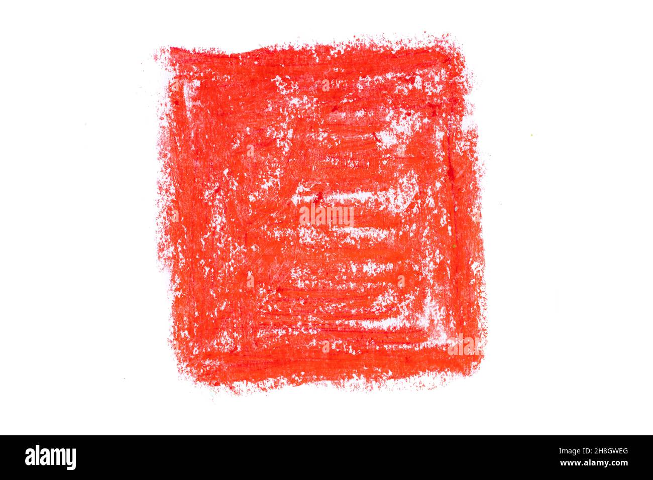 red square drawn with oil pencil isolated on white background. High ...