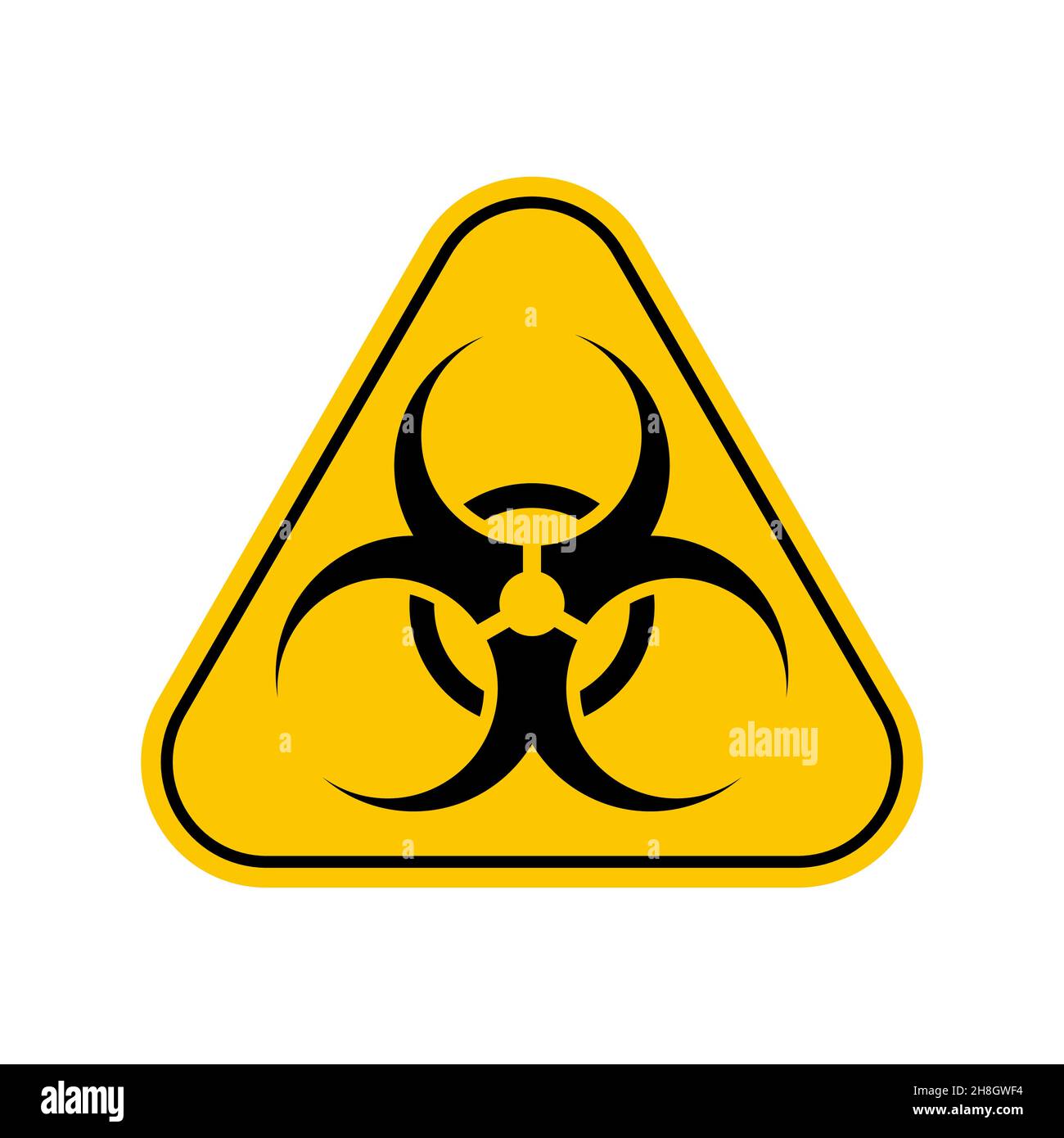Biohazard symbol, sign of biological threat alert , yellow triangle ...