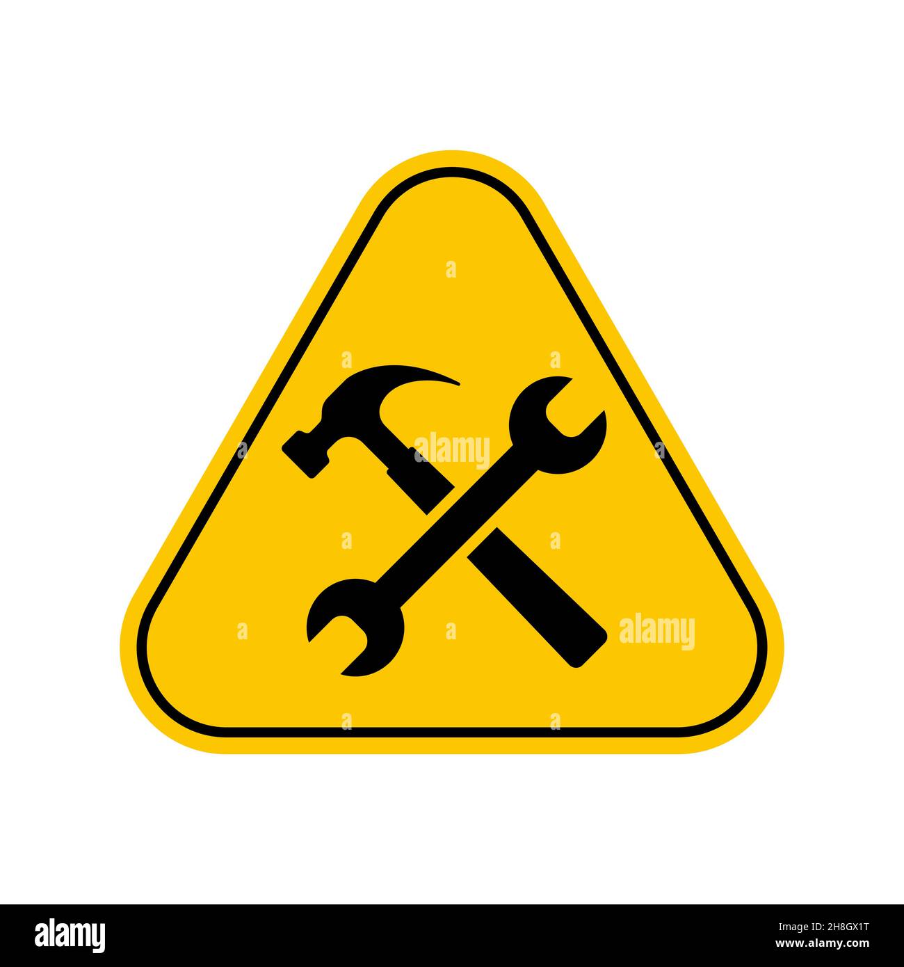 Under Construction warning Sign , Yellow Triangle Caution Symbol, isolated on white background ...