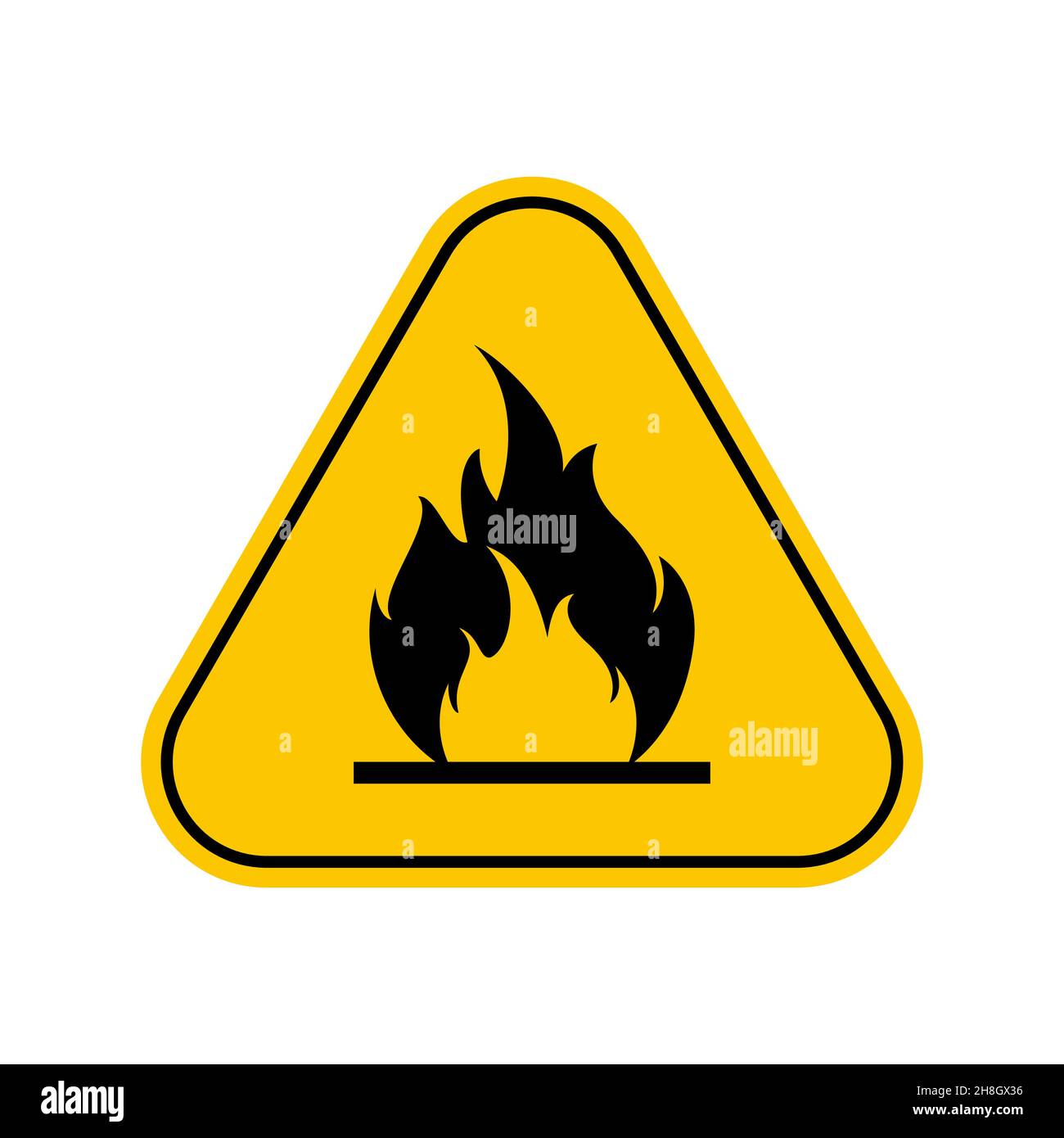 Highly flammable sign. Warning sign of flammable product, Yellow ...