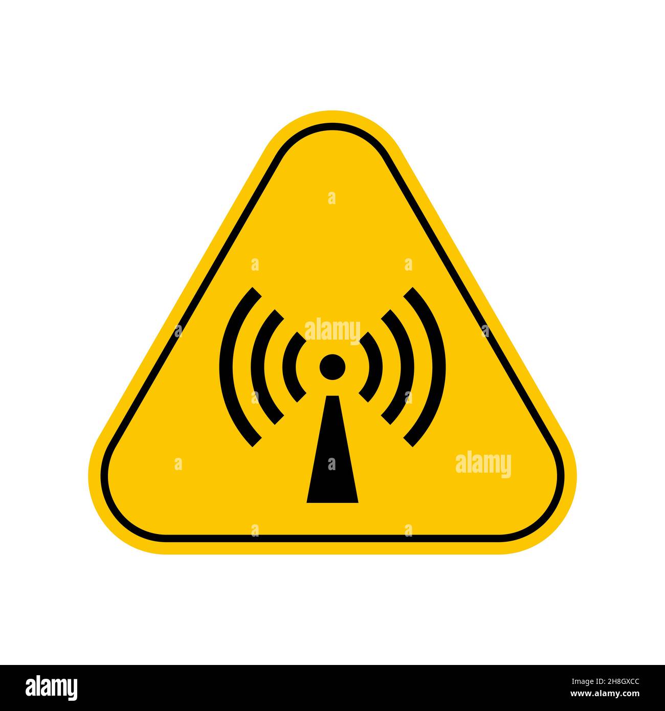 Non ionizing radiation warning hazard symbol , Yellow Triangle Caution ...