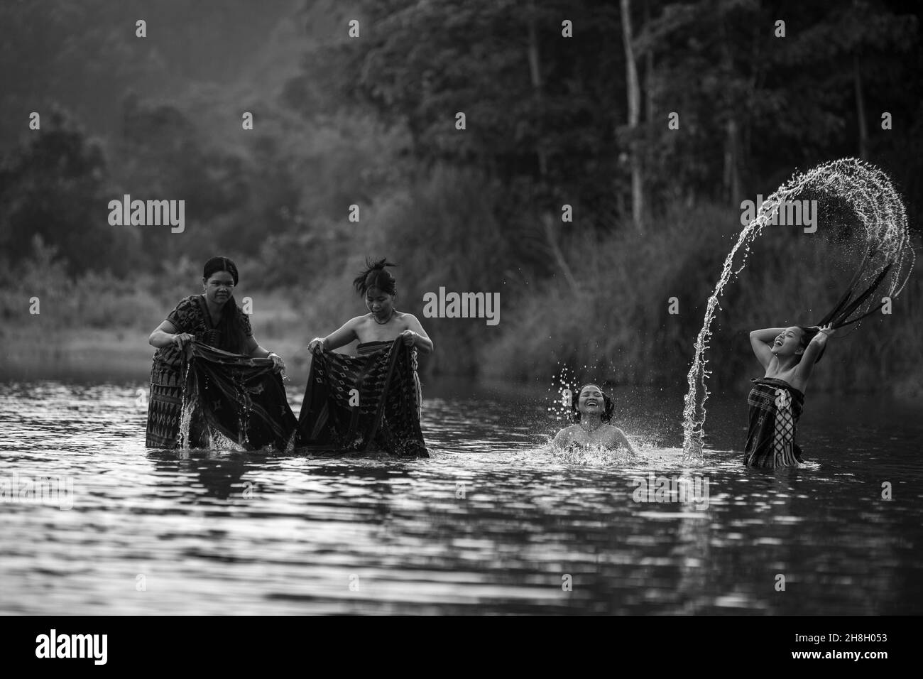 Stream bathing Black and White Stock Photos & Images - Alamy