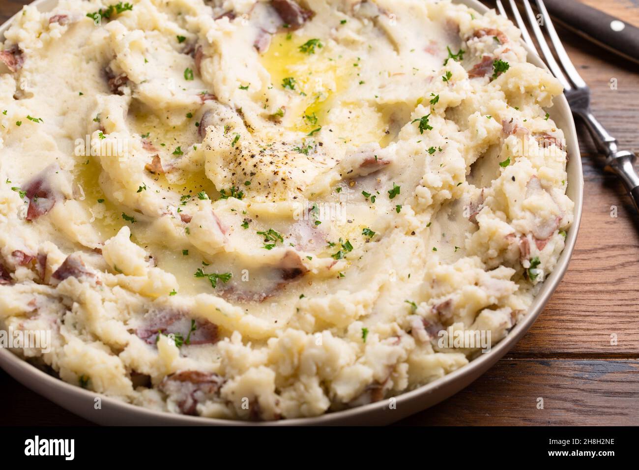 Traditional southern mashed potatoes made with red potatoes Stock Photo ...