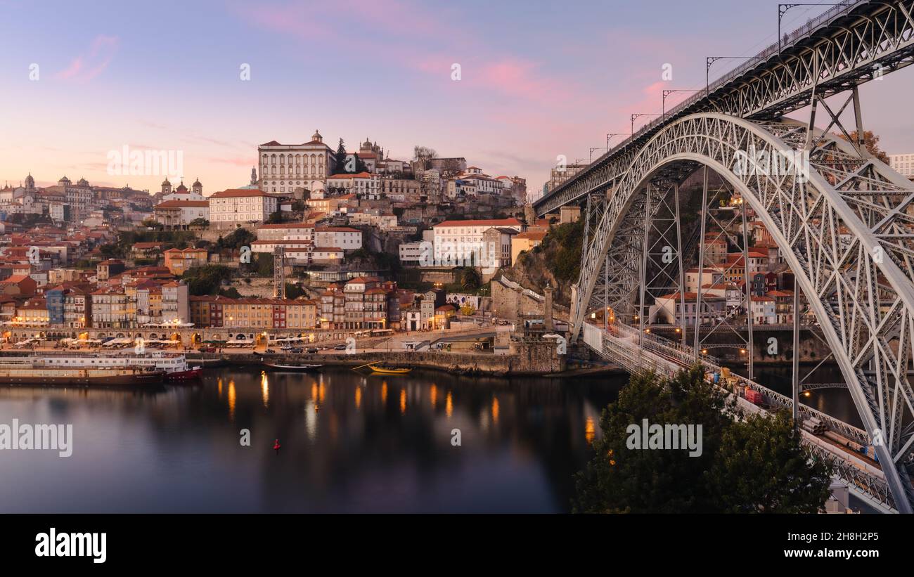D. Luis bridge and Porto's downtown Stock Photo - Alamy