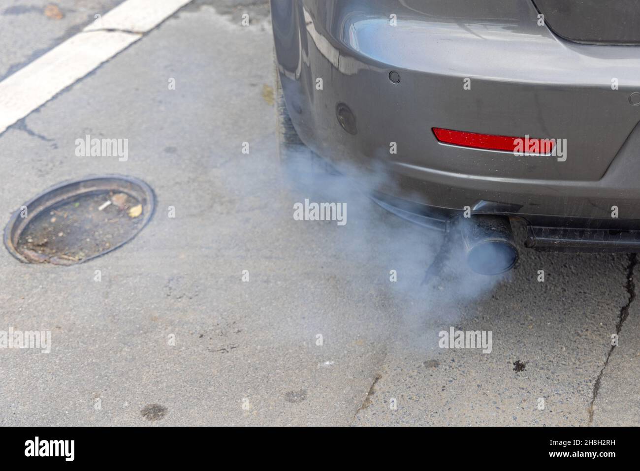 Broken Car Engine Without Catalytic Exhaust Fumes Air Pollution Smoke ...