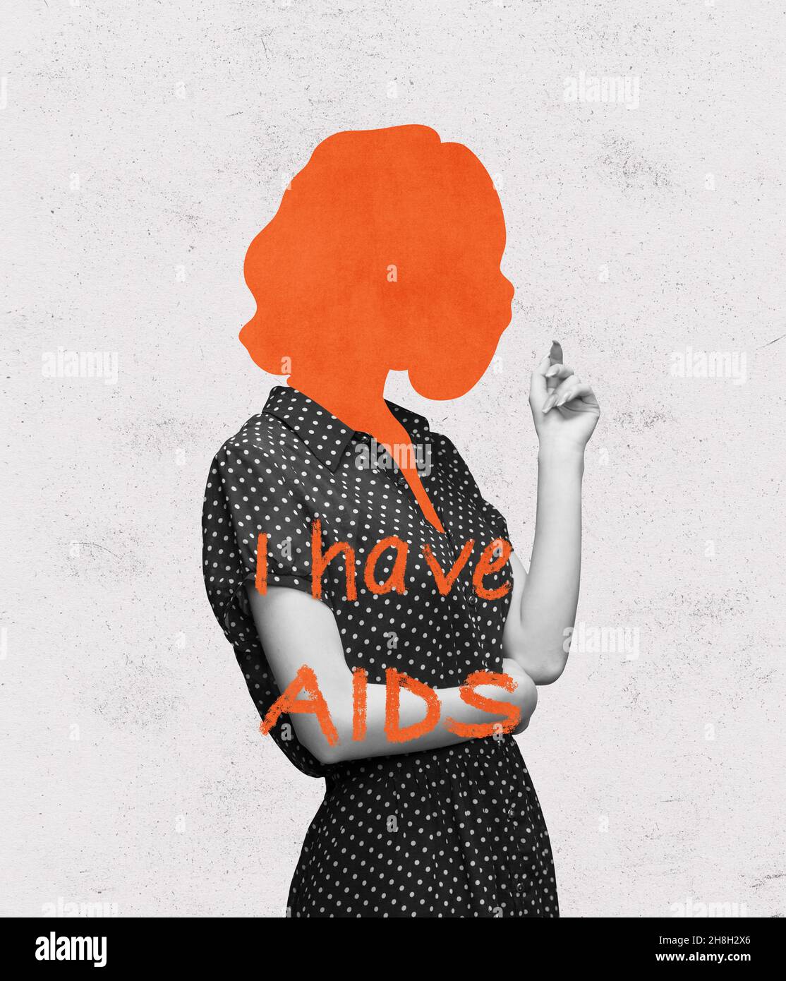 Contemporary Artwork Conceptual Portrait Of Faceless Woman With Words