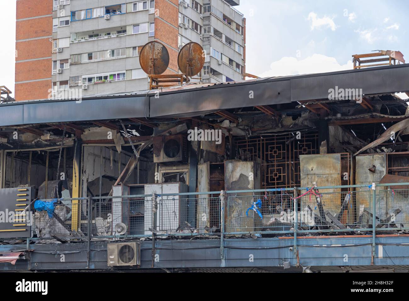 Shopping Mall After Inferno Fire Damaged Structure Stock Photo - Alamy