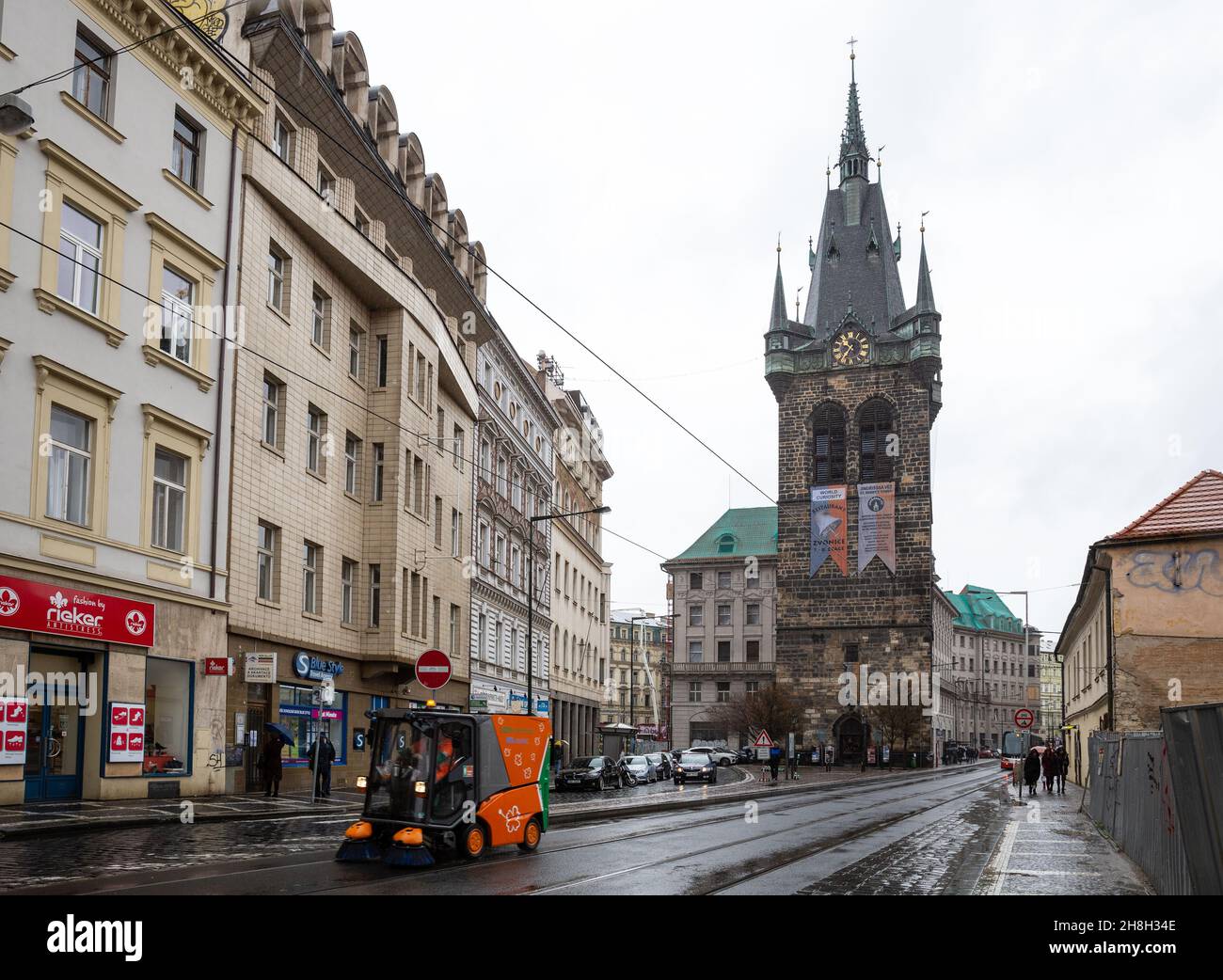 Prague - March 11, 2020: Henry's Bell Tower (Jindrisska Tower) the ...