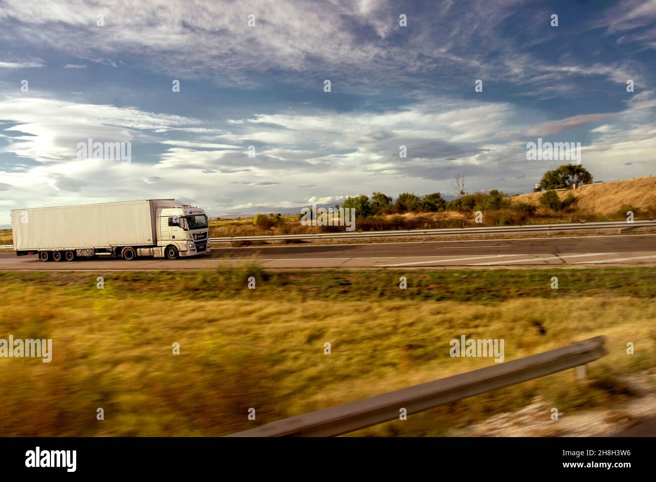 heavy truck on highway Stock Photo - Alamy