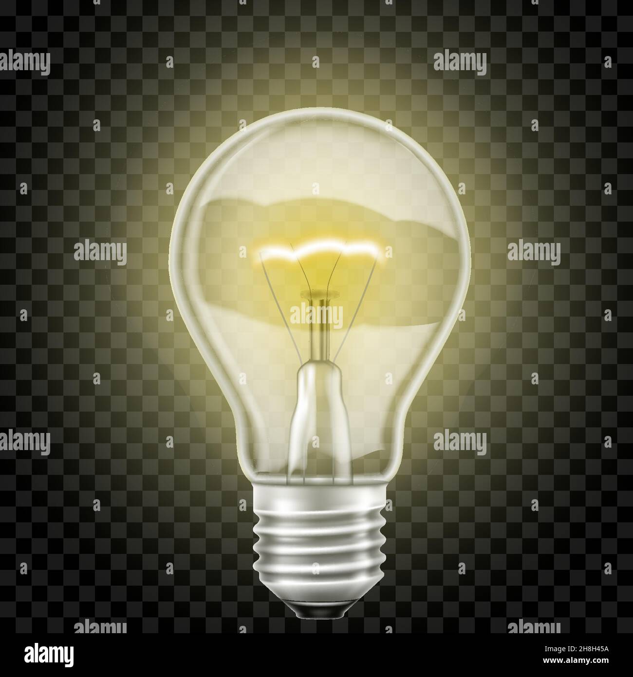 Transparent realistic glowing light bulb,realistic 3D vector, isolated ...