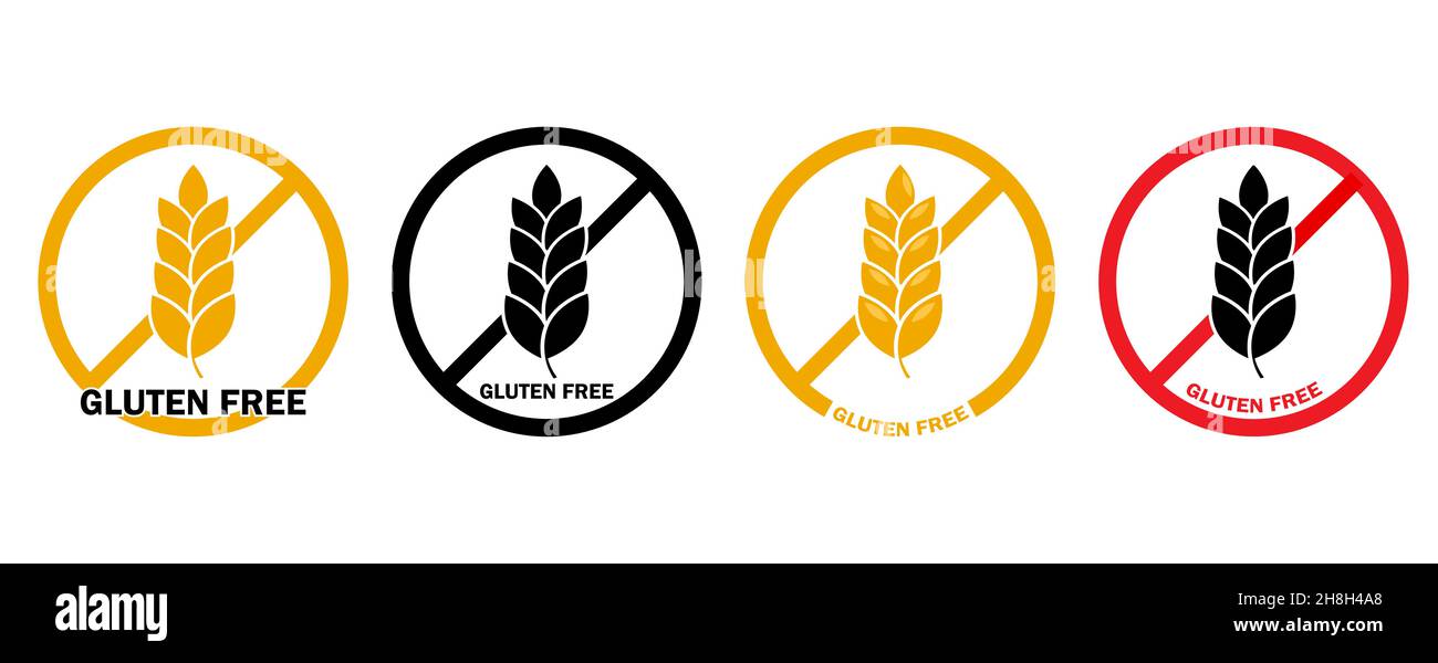 Gluten free icon set, isolated on white background. No grain symbol ...