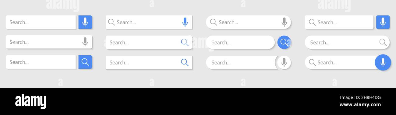 Search bar vector element with diferent design, set of search boxes ui ...