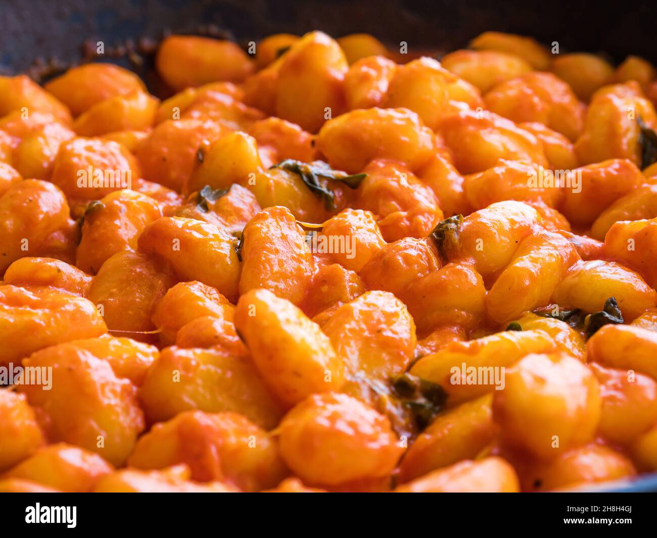 Italian potato gnocchi pasta with tomato sauce and mozzarella cheese ...