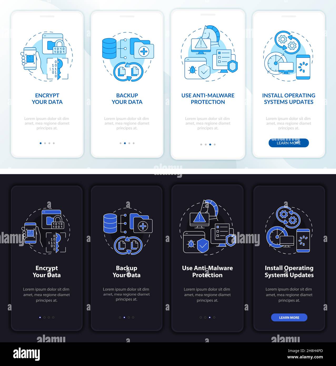 Web safety tips onboarding mobile app page screen Stock Vector Image ...