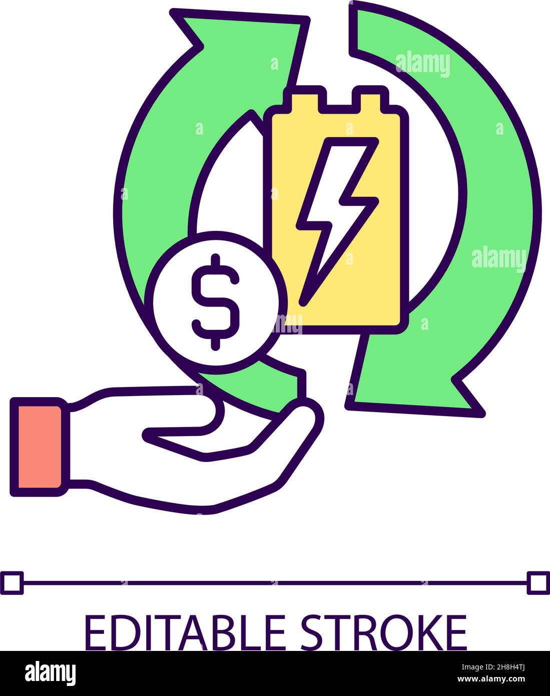 Recycling batteries for money RGB color icon Stock Vector Image & Art ...