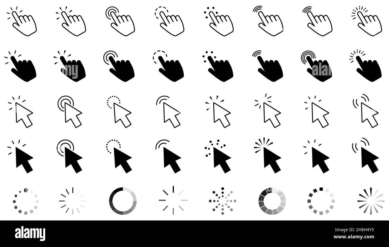 Pointer Click Icon Clicking Cursor Pointing Hand Clicks And Waiting Loading Icons Website