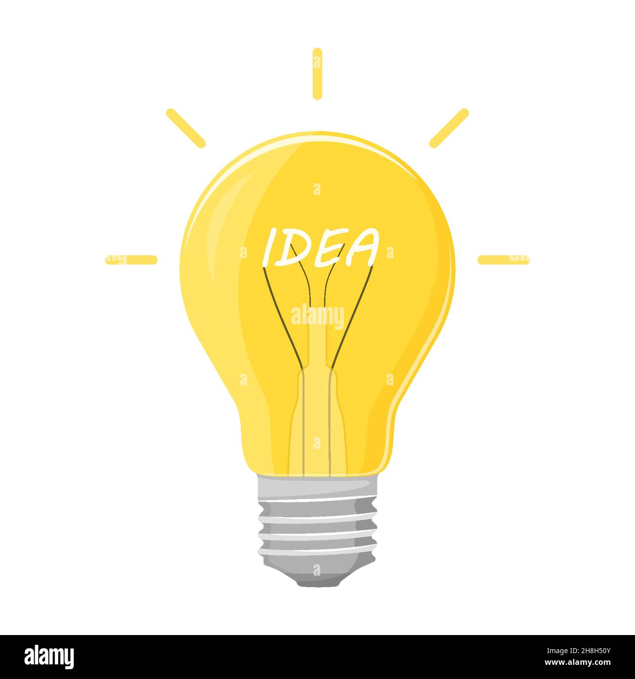 light bulb with the word idea icon, isolated on white background, flat ...
