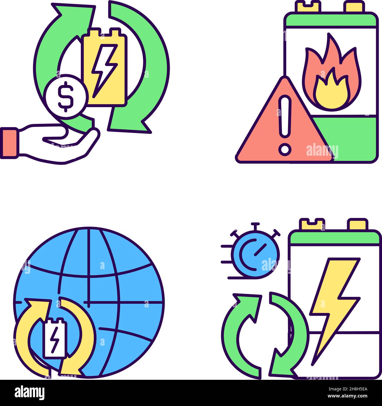 Recycling world industry RGB color icons set Stock Vector Image & Art ...