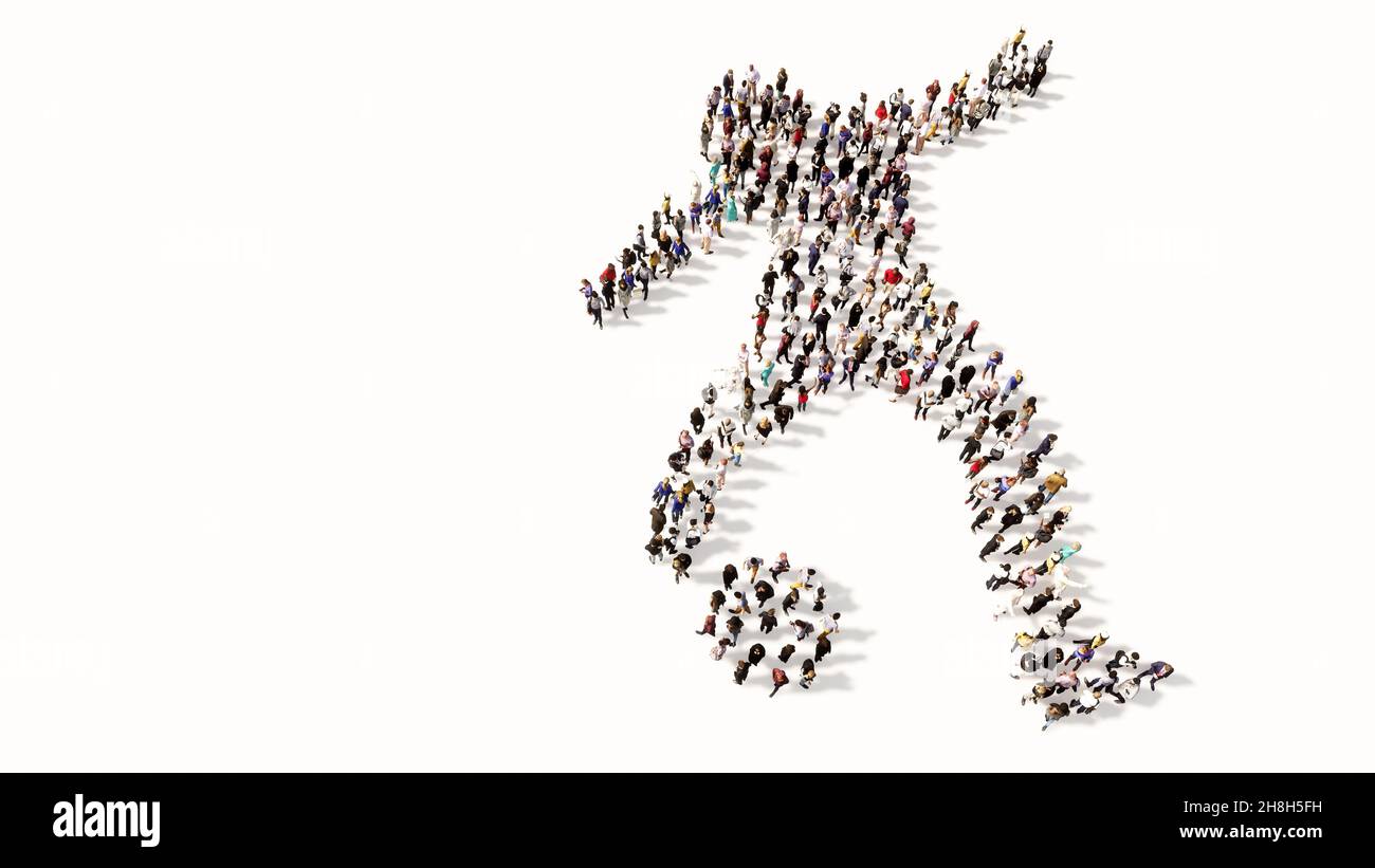 Concept conceptual large community of people forming the sign of a ...