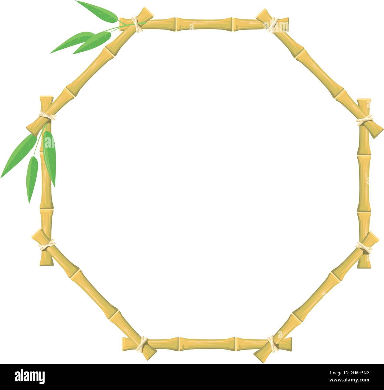 Octagonal Bamboo frame. Wooden board for text, vector object isolated ...