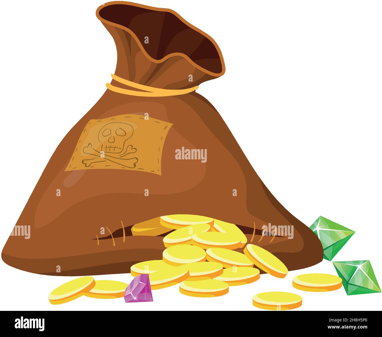 Old treasure sack. Pirate bag with piles cash finance object, cartoon ...