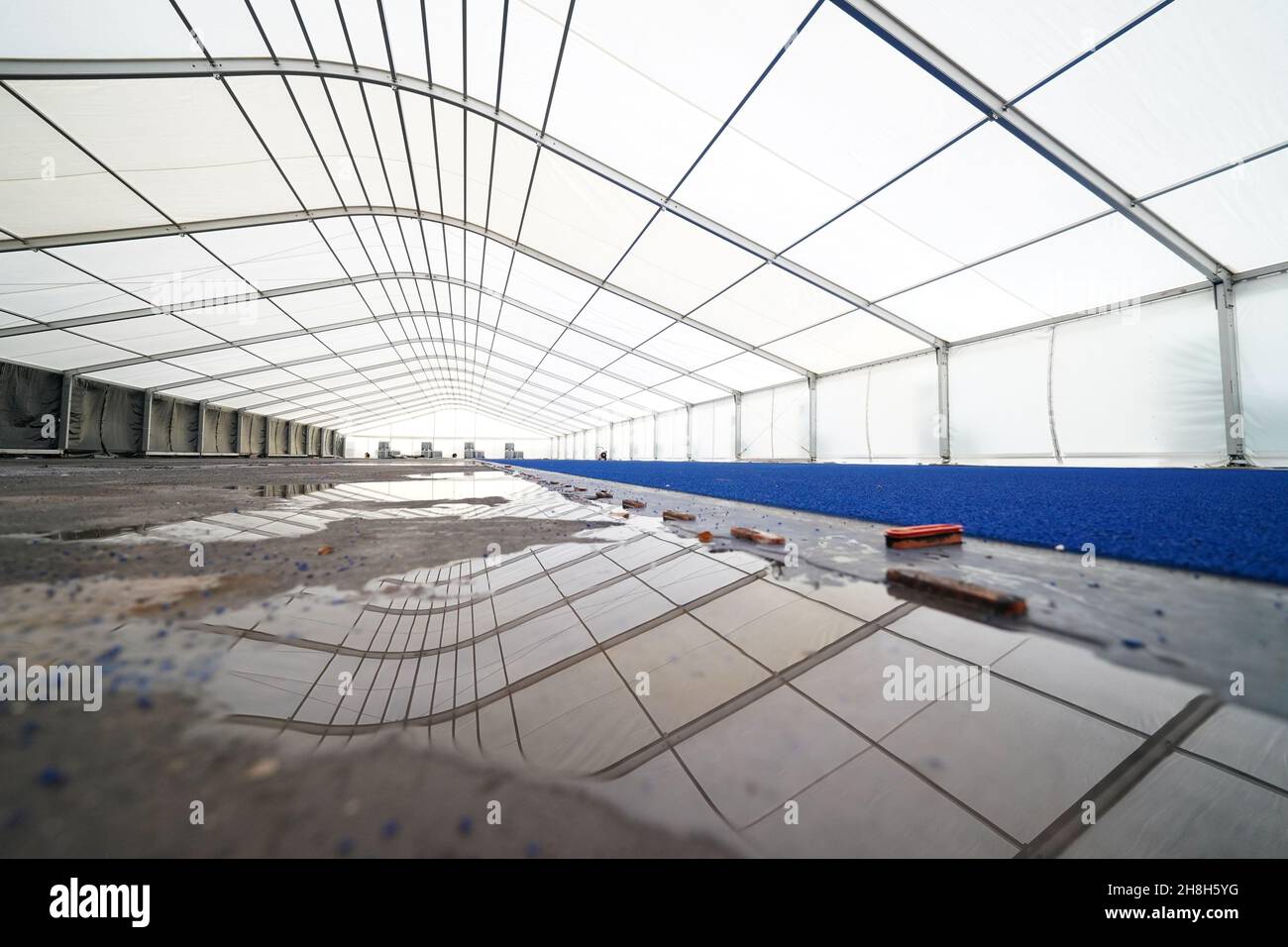 The running track under construction at the Alexander Stadium in ...