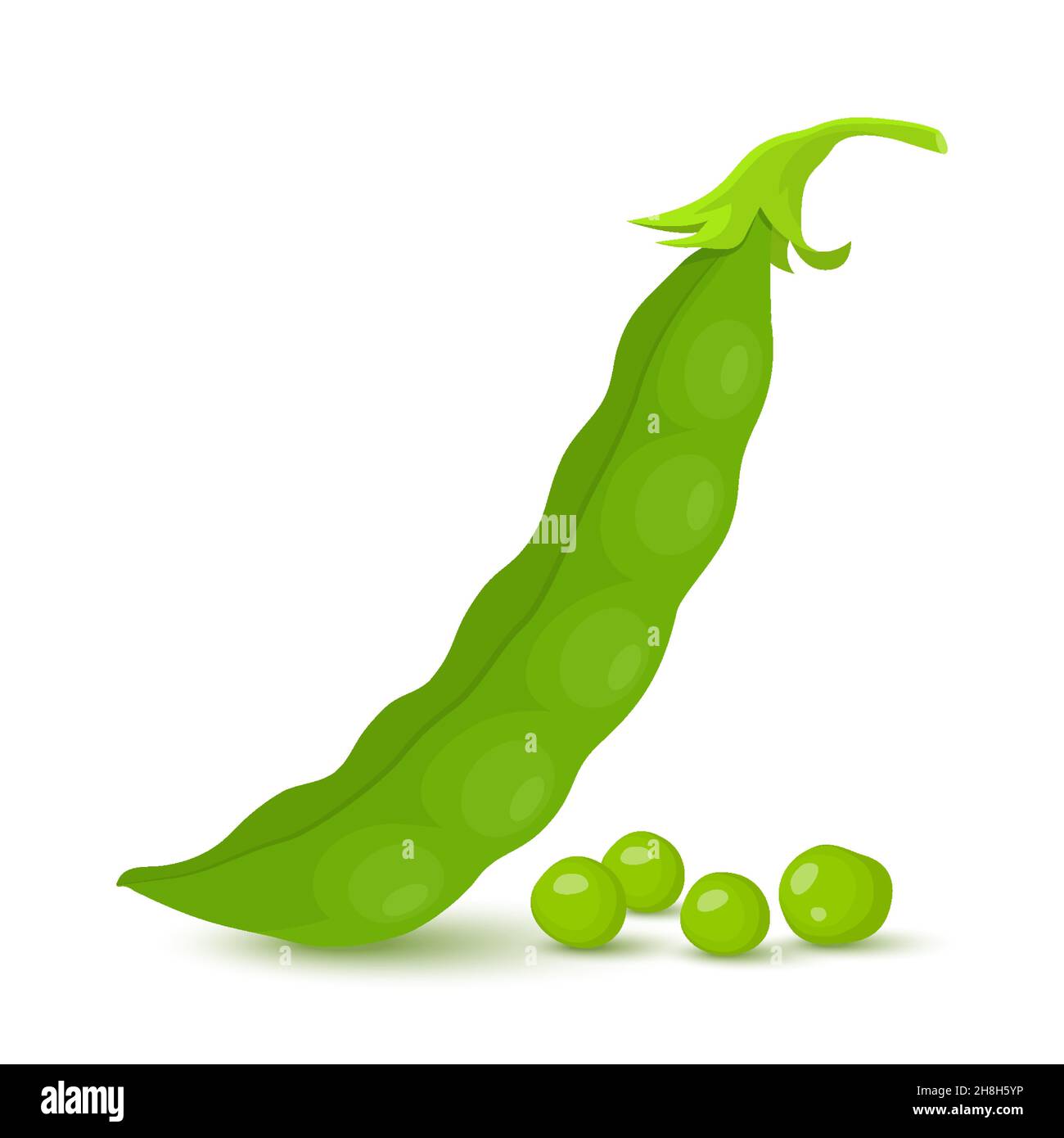 Green pea. Green peas pods isolated on white background, vector flat ...