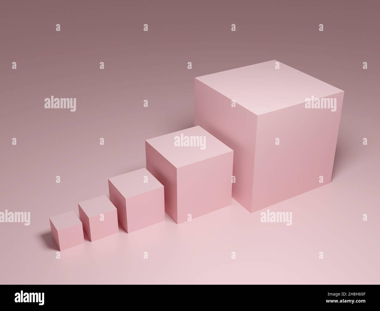 A three-dimensional chart in the form of increasing cubes. A growing ...