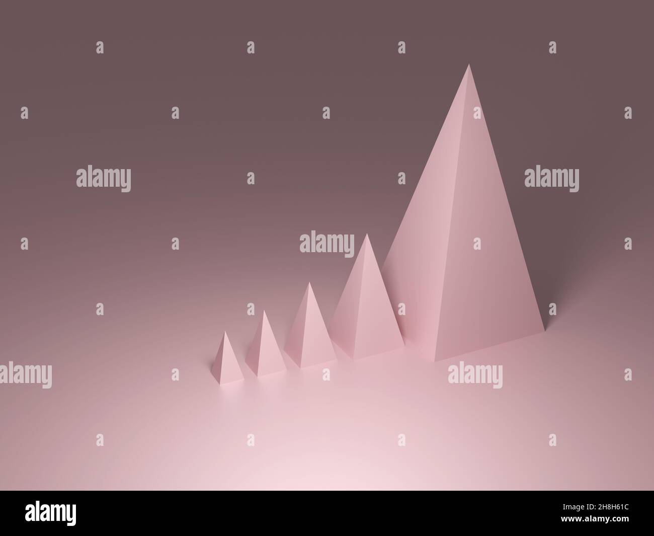 A three-dimensional chart in the form of increasing pyramids. A growing ...