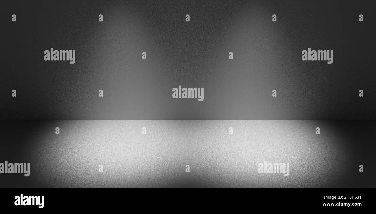 Empty dark gray abstract scene, studio for shooting, illuminated by two ...