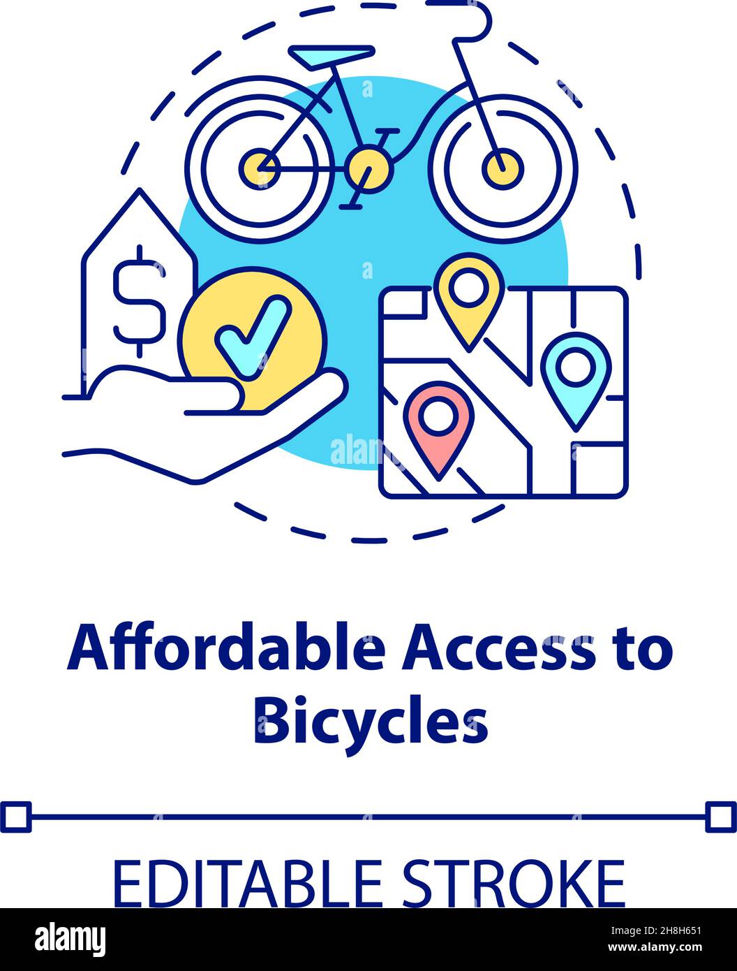 Affordable access to bicycles concept icon Stock Vector Image & Art - Alamy