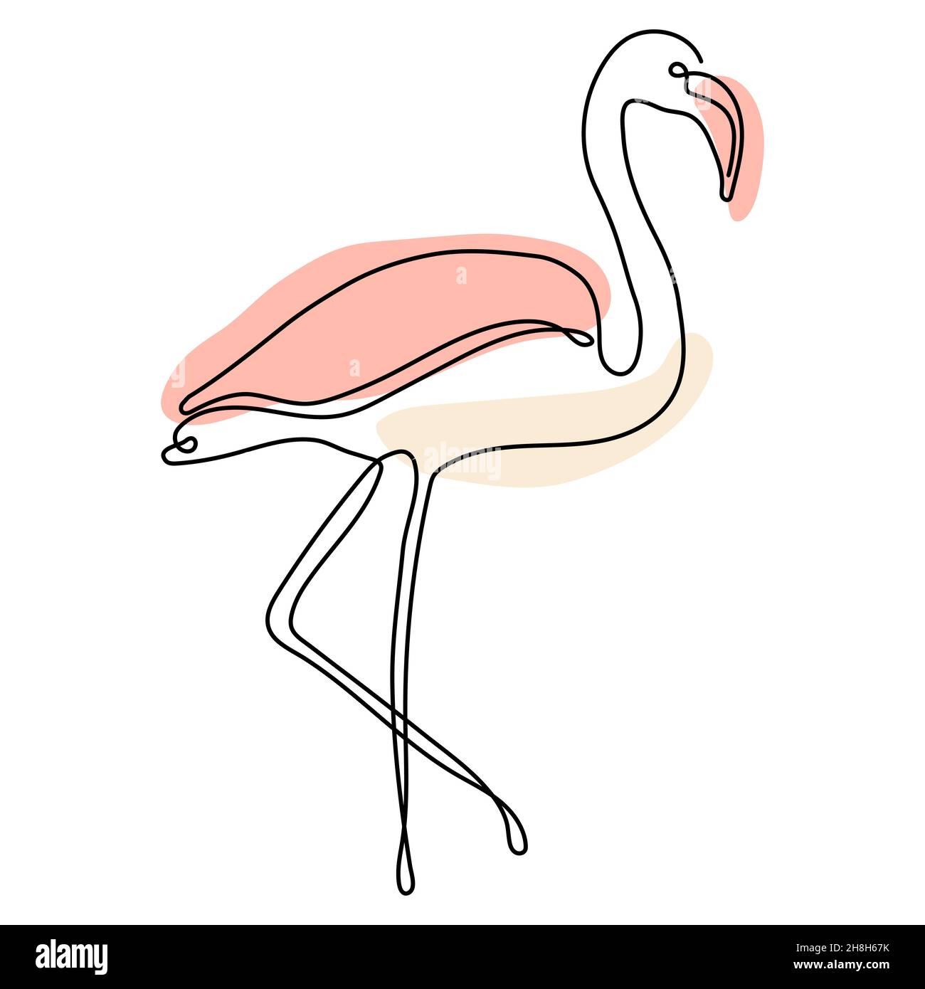 flamingo one line with spots on a white background Stock Vector Image ...
