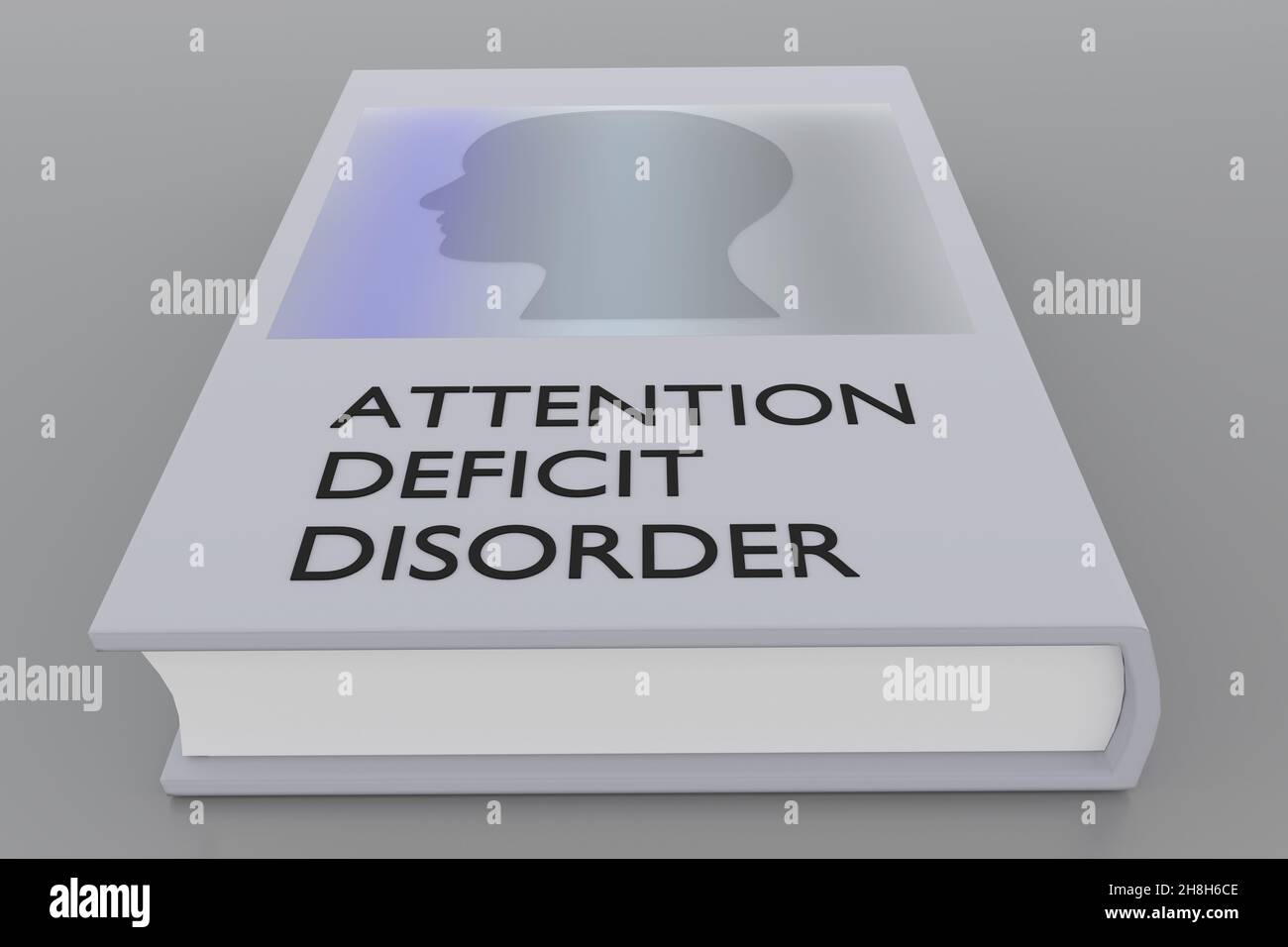 3D illustration of Attention Deficit Disorder script on a book along ...