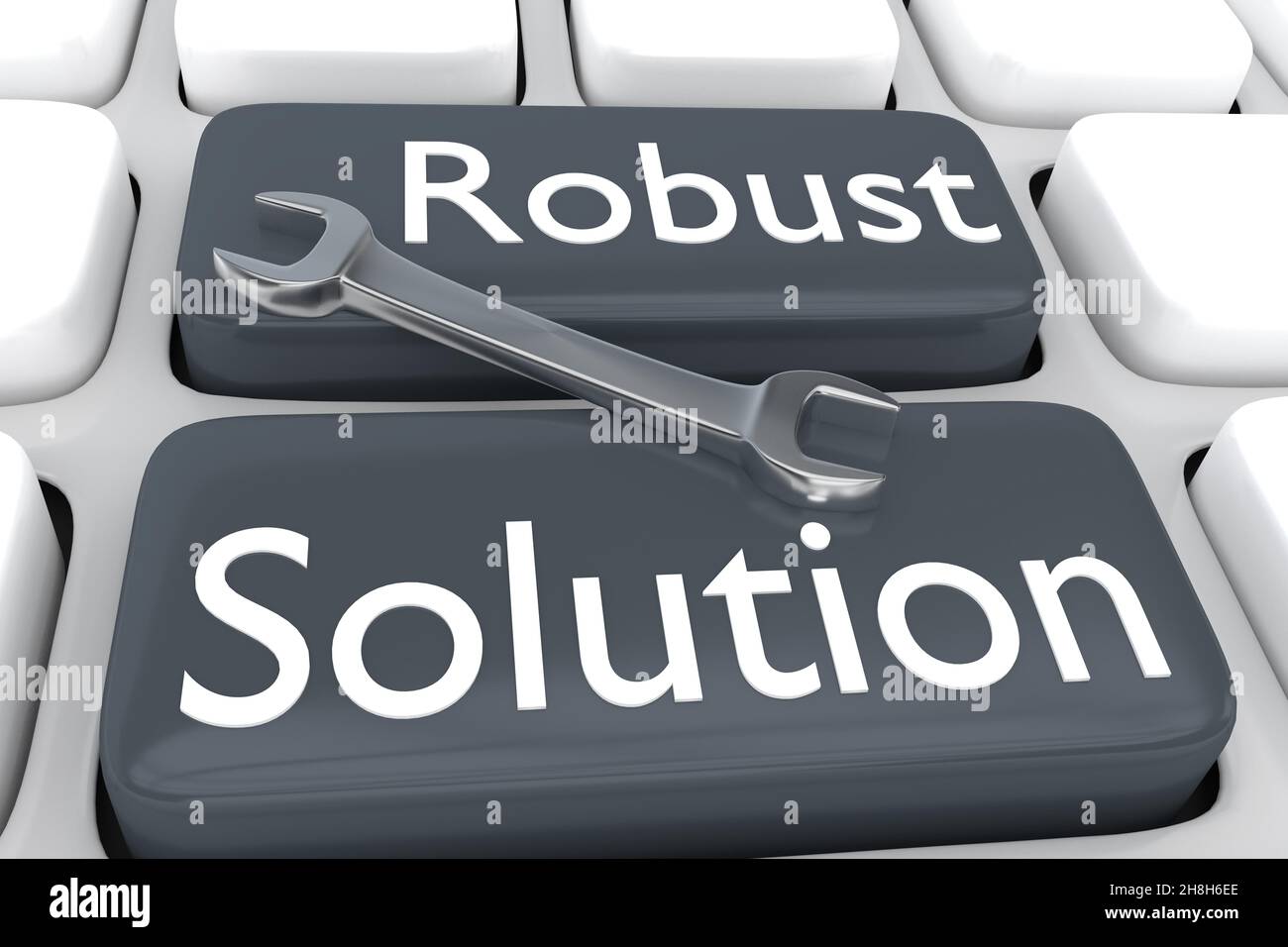 3D illustration of computer keyboard with the script Robust Solution on ...