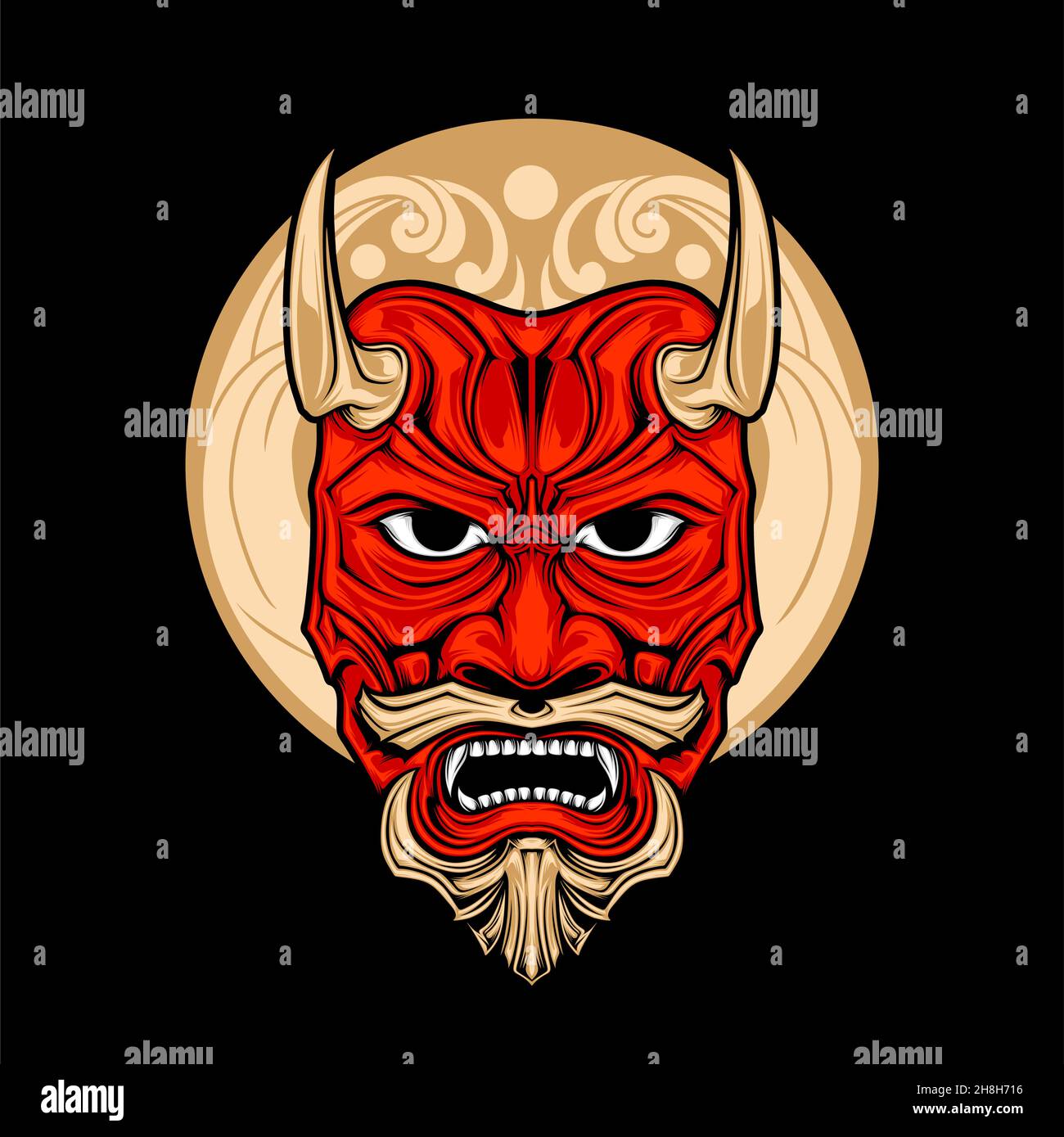 Japanese Demon Mask Painting