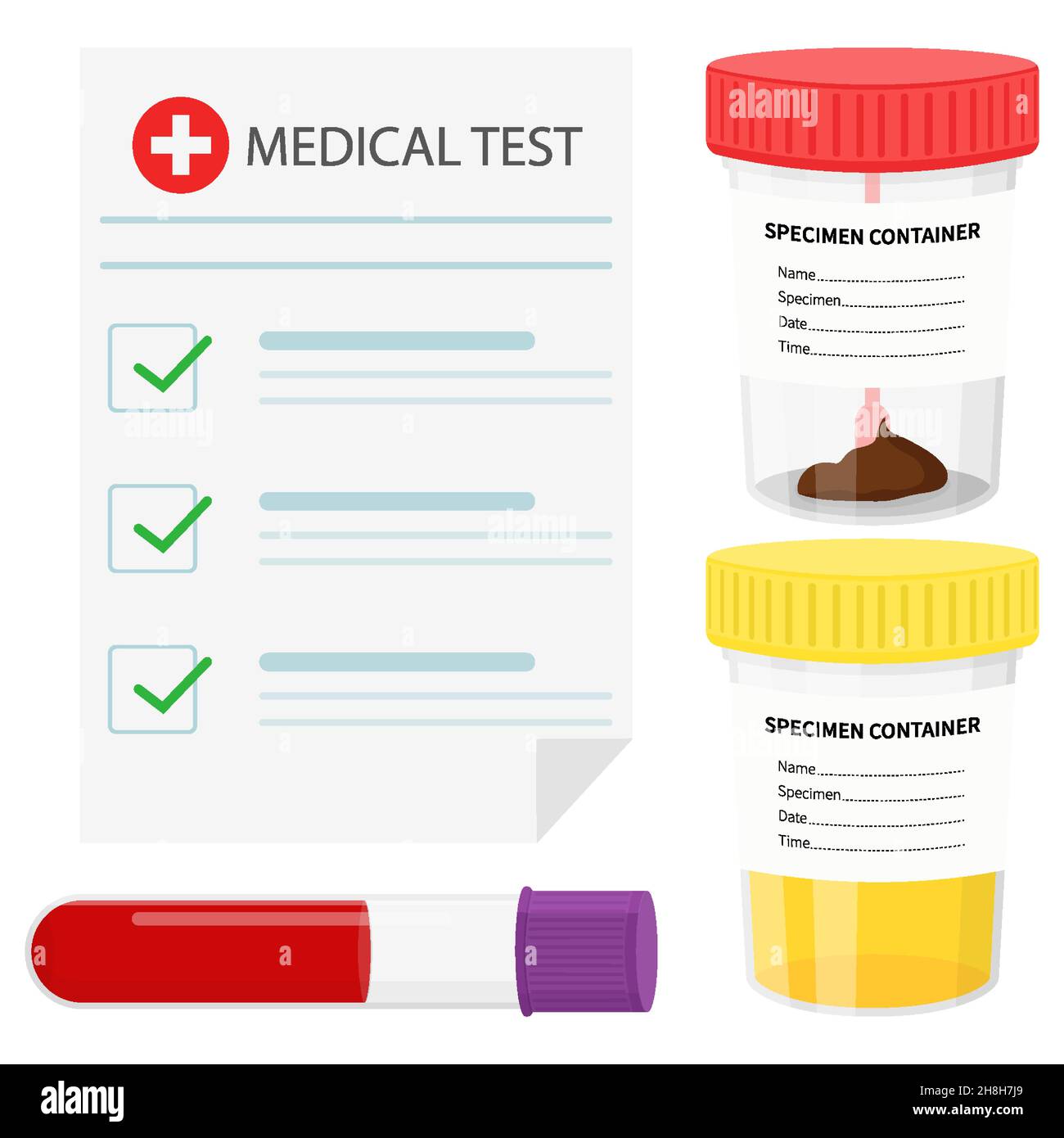 Laboratory tests. Test Results Form. Test urine, feces and blood in ...