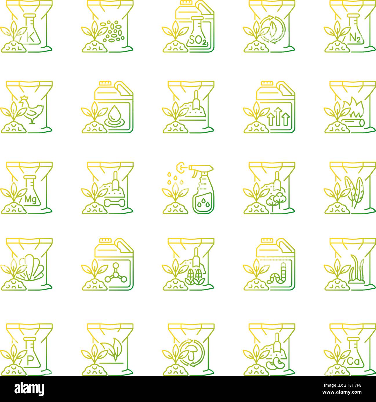 Fertilizers type gradient linear vector icons set Stock Vector Image ...