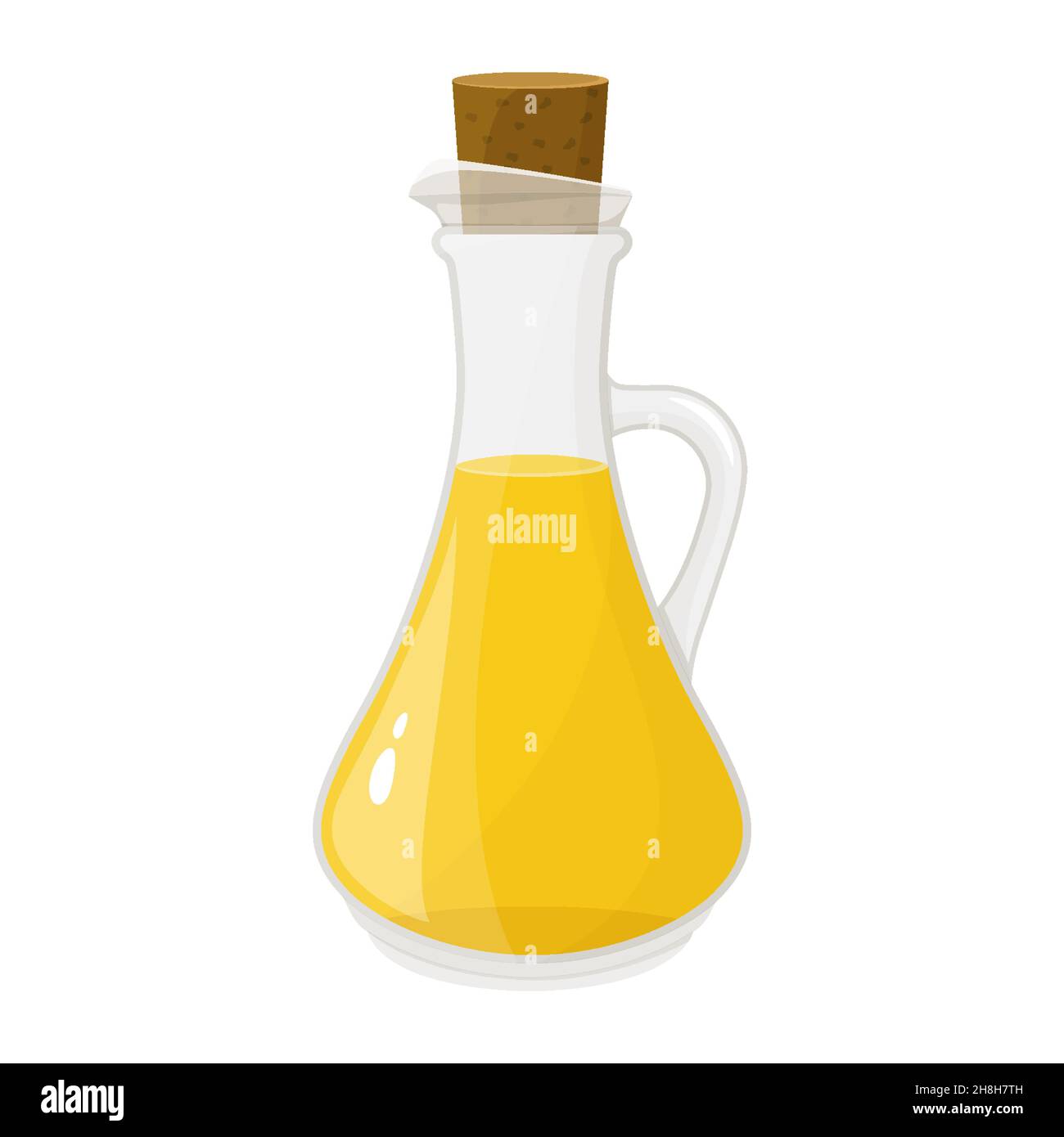 Oil in a glass bottle isolated on white. Vector illustration in a flat ...