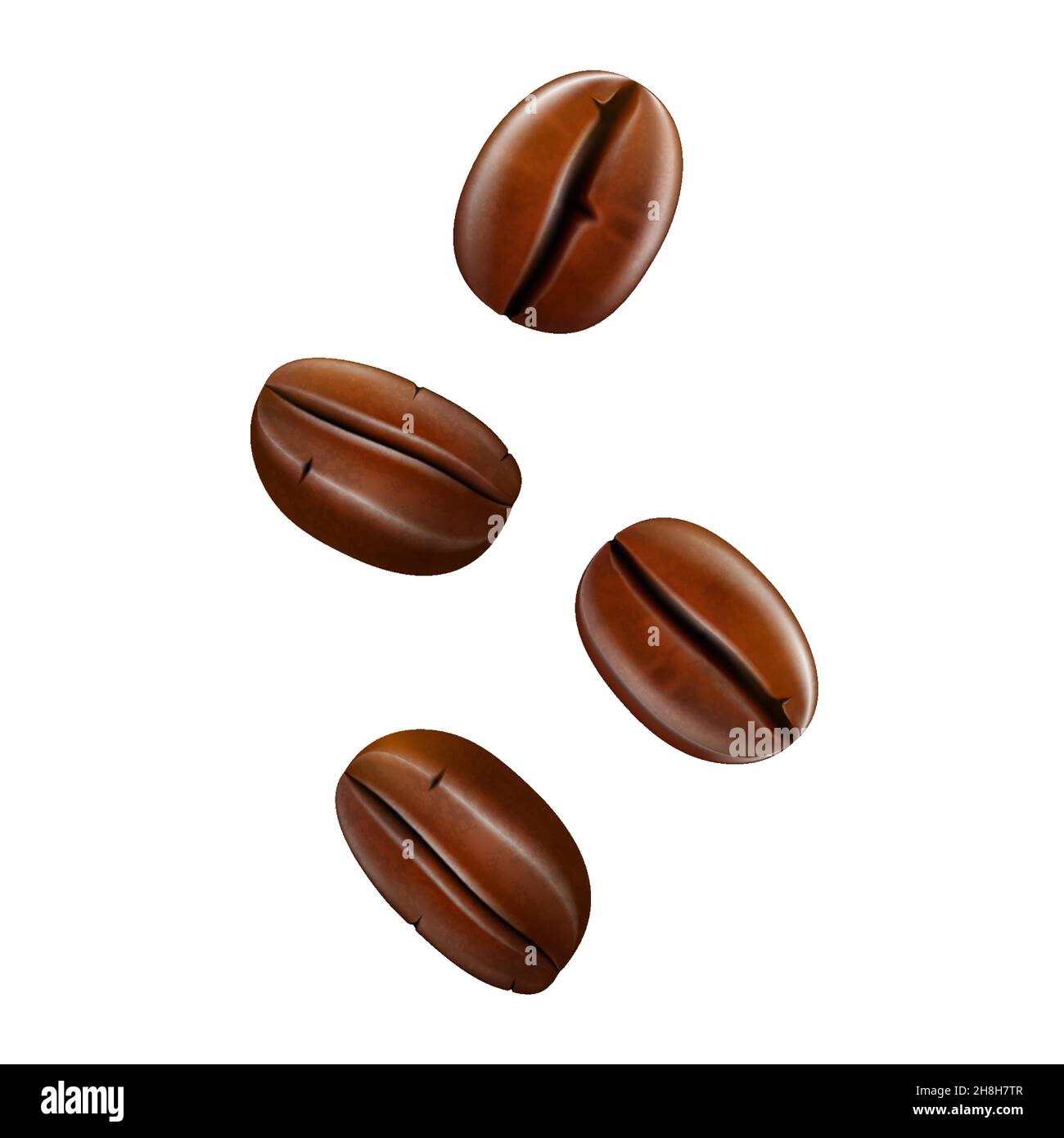 Coffee beans isolated on white background . Realistic vector 3d ...