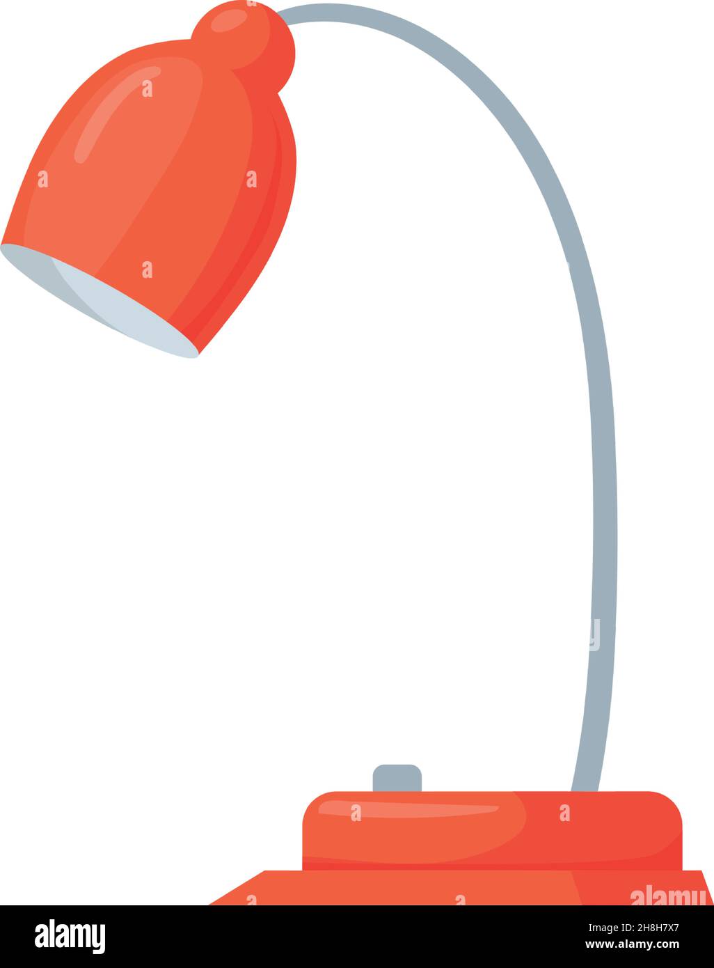 Red table lamp. Illuminator for reading books in library, cartoon ...