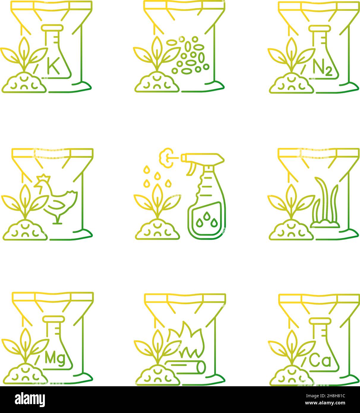 Granular fertilizers gradient linear vector icons set Stock Vector ...