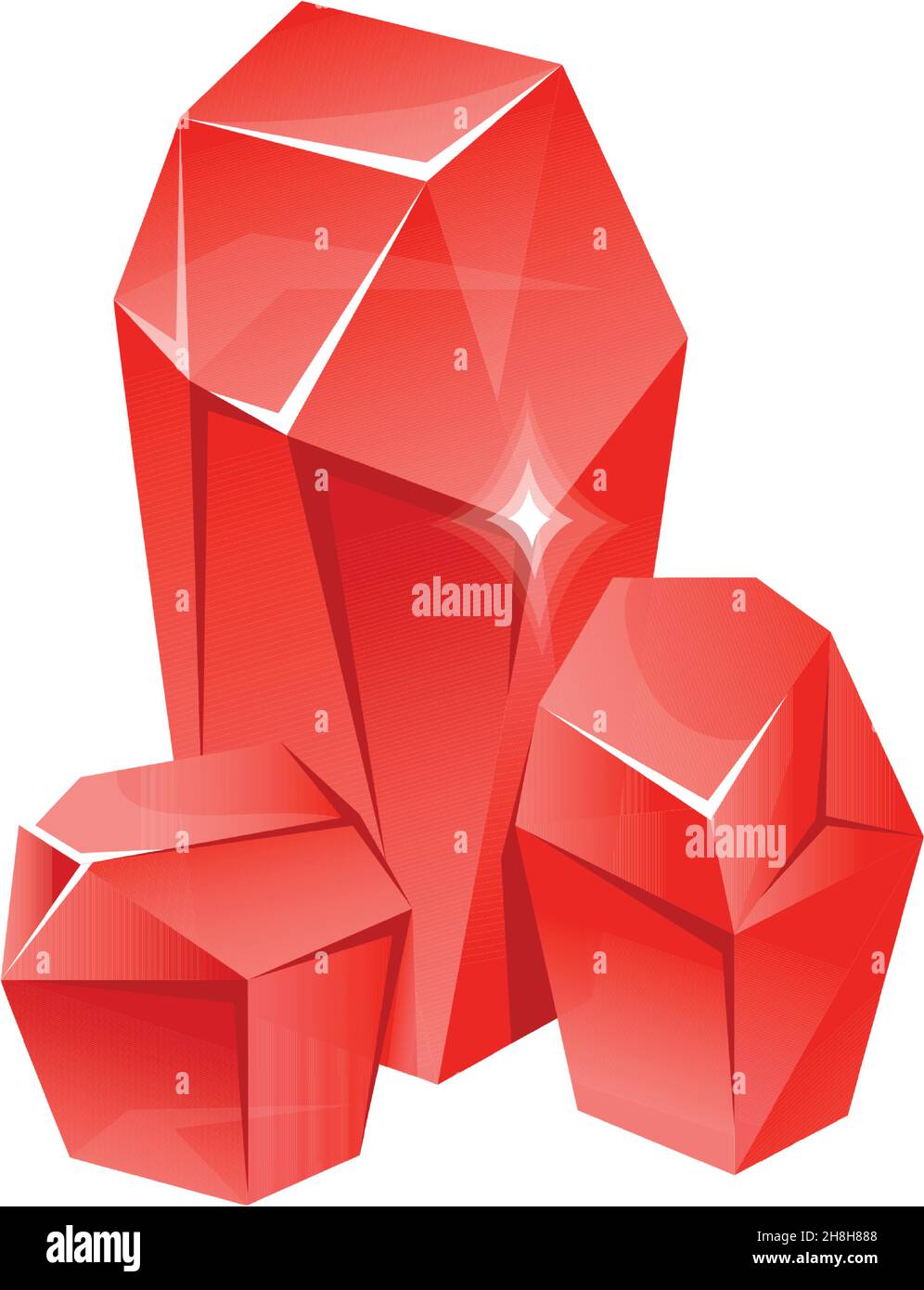 Red ruby gems. Crystal stones, colorful brilliant, cartoon vector ...