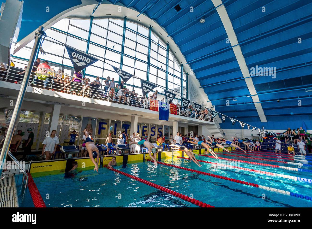Swimmers in the indoor swiming pool hi-res stock photography and images ...
