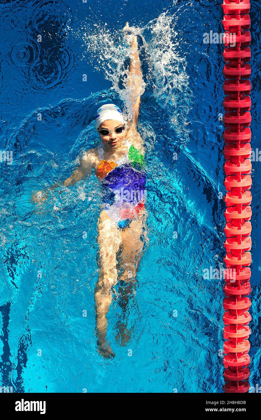 backstroke swimmer in the swiming pool Stock Photo - Alamy