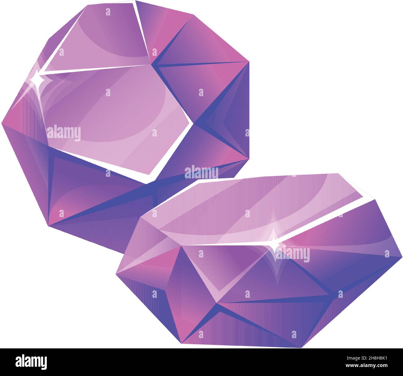 Purple amethyst. Crystal stones, diamond stone icon, cartoon vector ...
