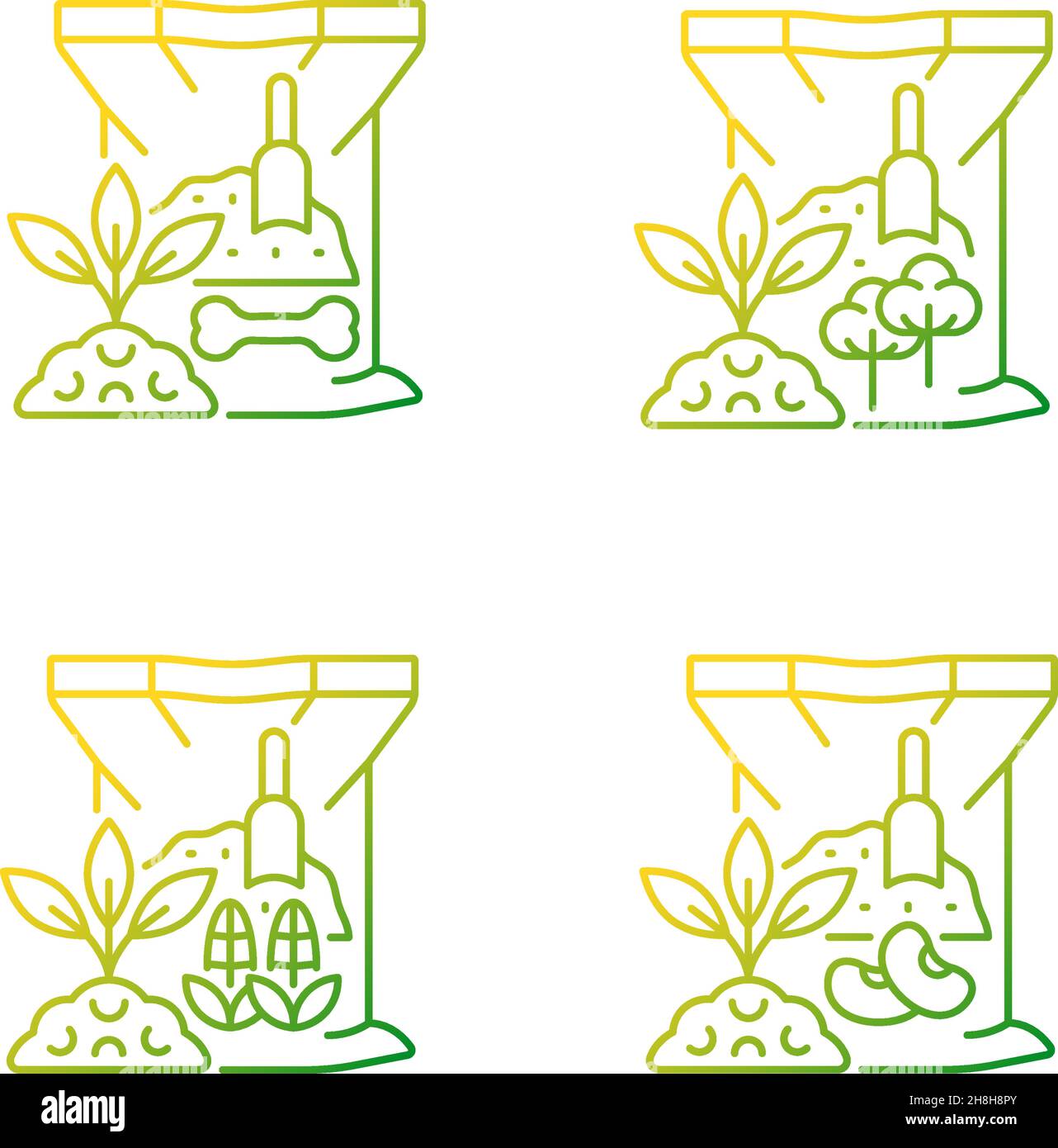 Organic supplements gradient linear vector icons set Stock Vector Image ...