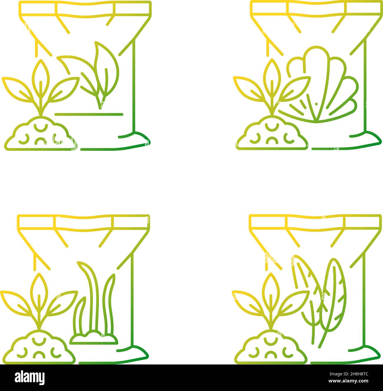 Natural plant meal gradient linear vector icons set Stock Vector Image ...