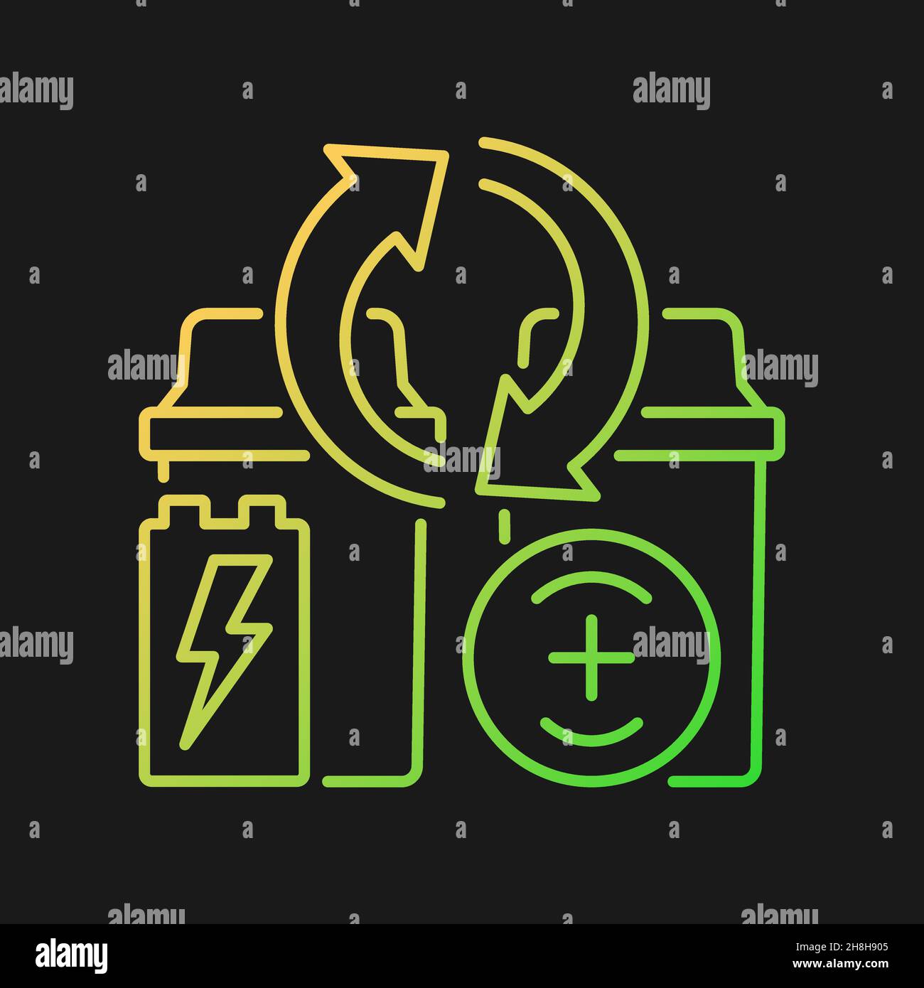Battery water contamination threat gradient vector icon for dark theme ...