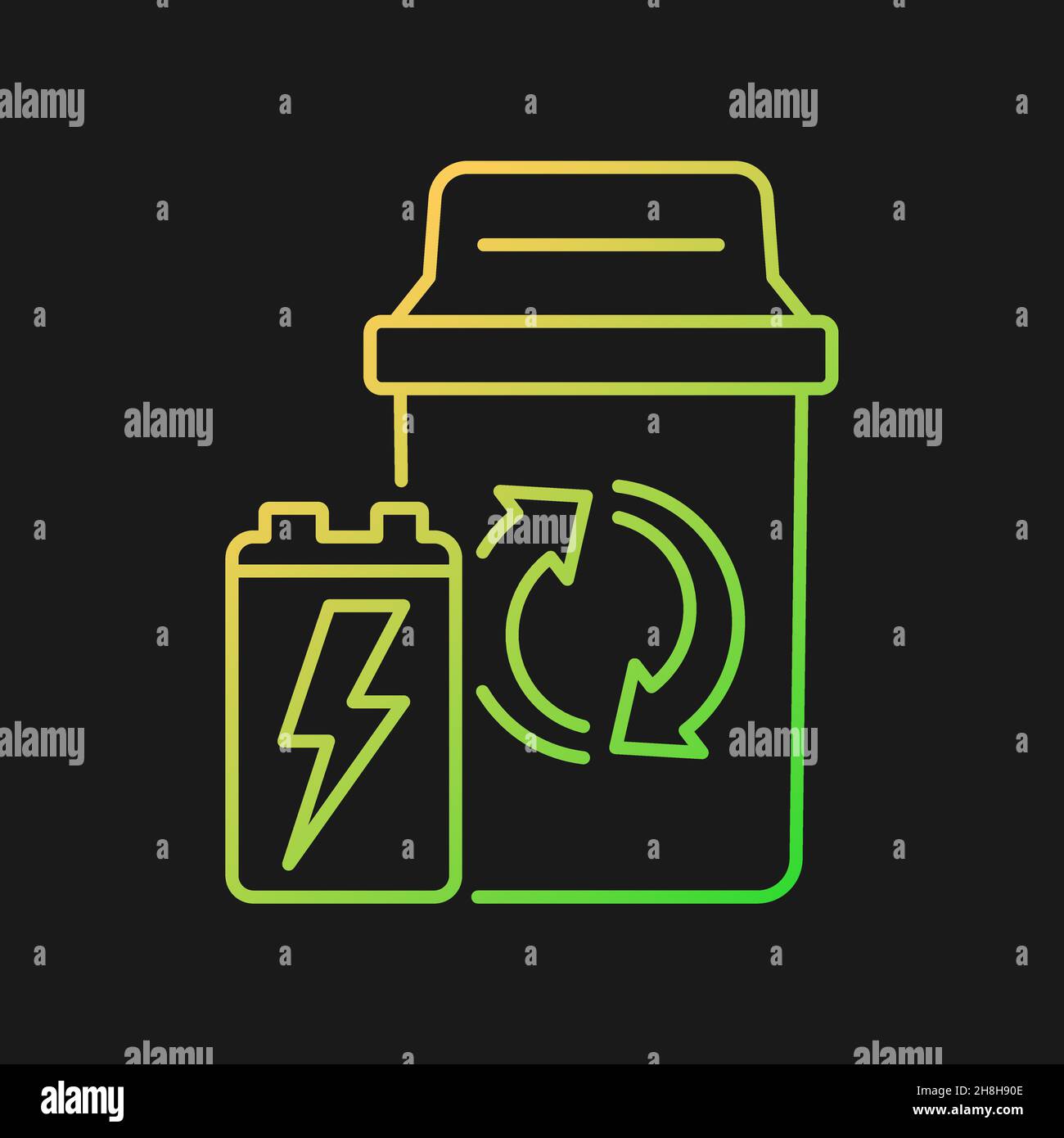 Container for battery disposal gradient vector icon for dark theme ...