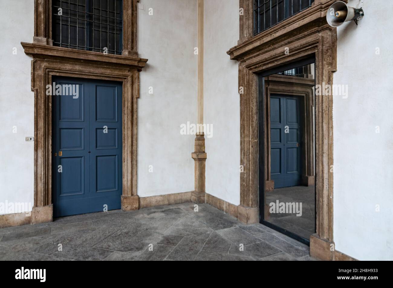 door at the entrance to the historical buiding in MIlan, Italy Stock ...